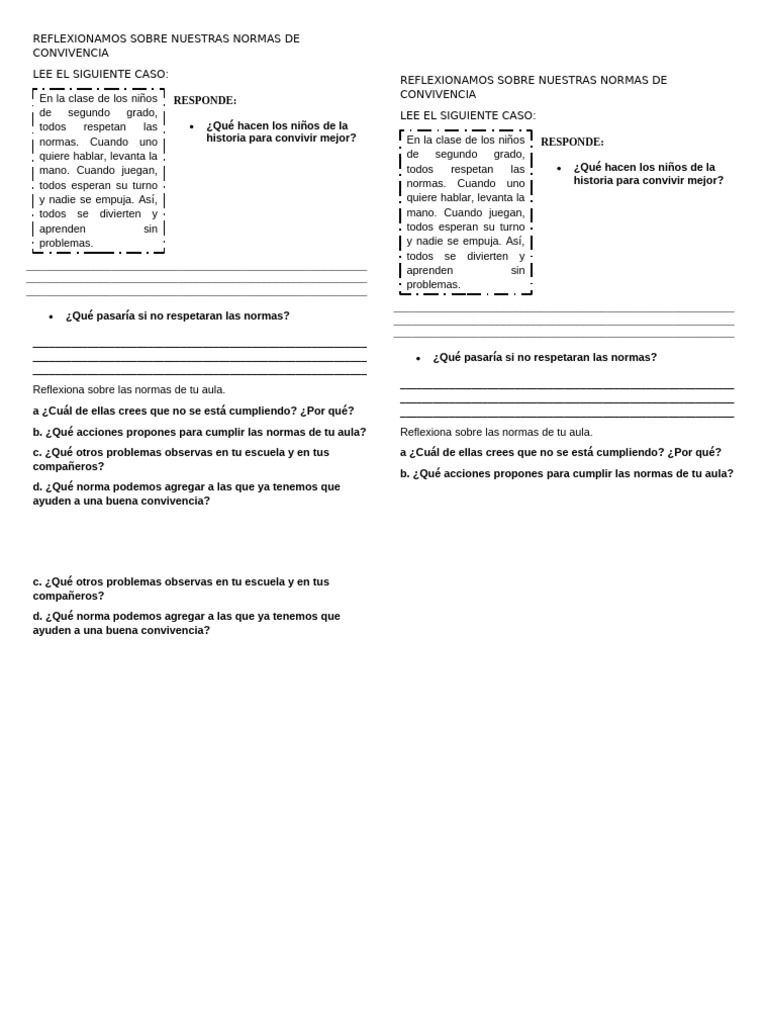 ficha- ps REFLEXIONAMOS SOBRE NUESTRAS NORMAS DE CONVIVENCIA | PDF