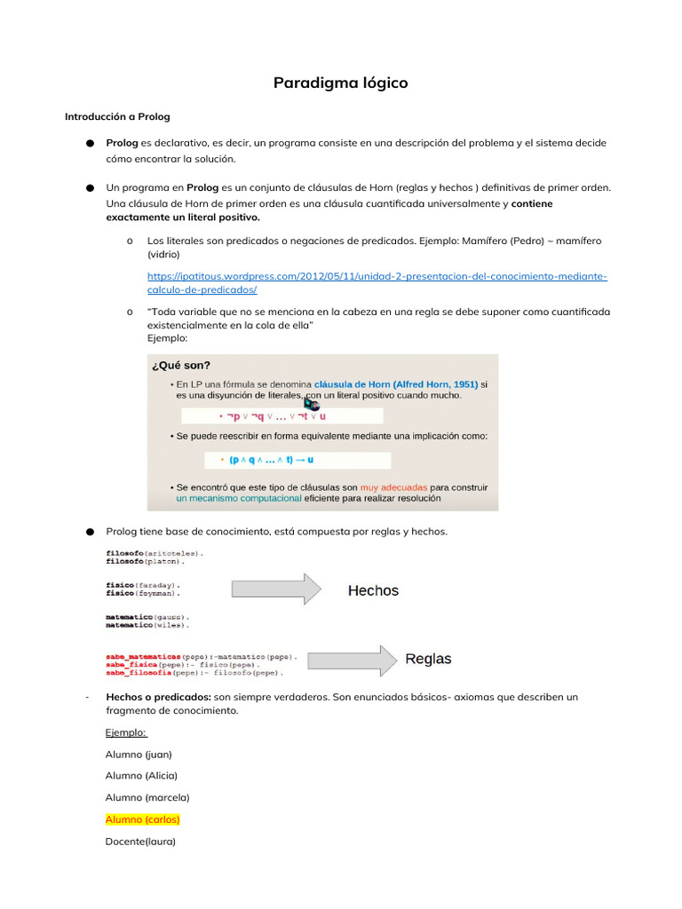 Resumen Paradigma Logico | PDF | Lógica de primer orden | Axioma