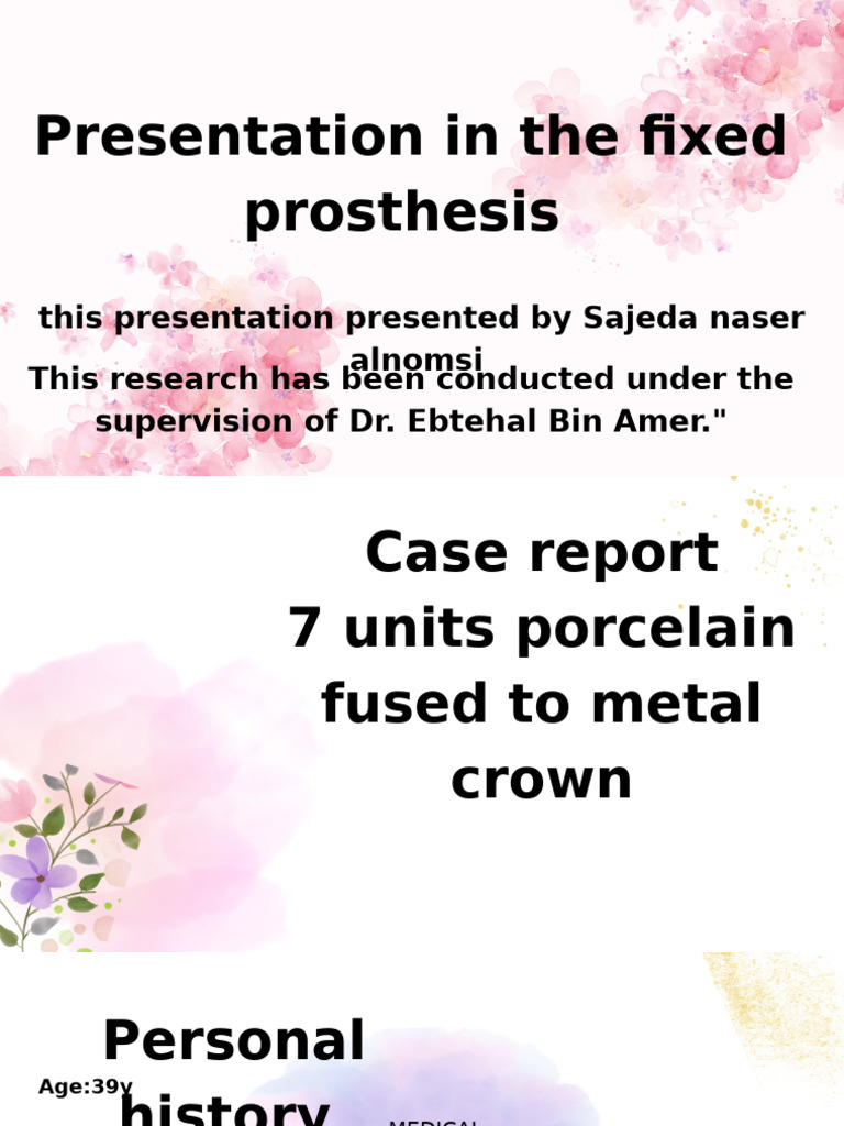 Fixed Prosthesis Case Report: PFM Crown | PDF