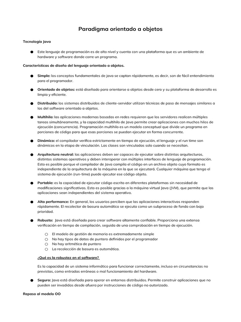 Resumen Paradigma Orientado A Objetos JAVA | PDF | Hilo (Computación ...