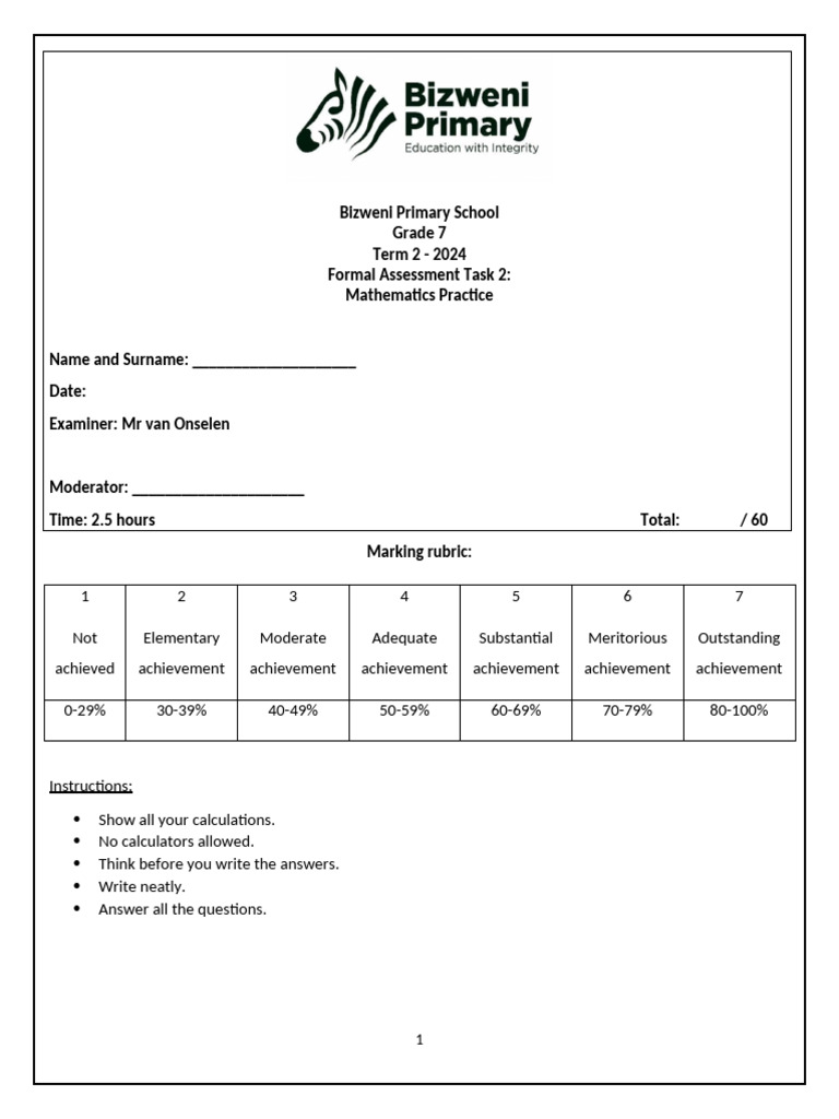 Mathematics Exam T2 Practice | PDF | Arithmetic | Mathematics