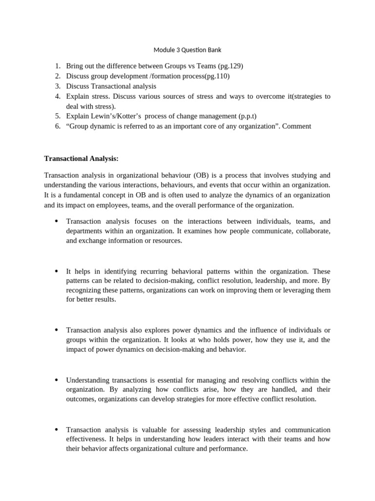 OB_Question Bank Mod 3 | PDF | Cognition | Psychology