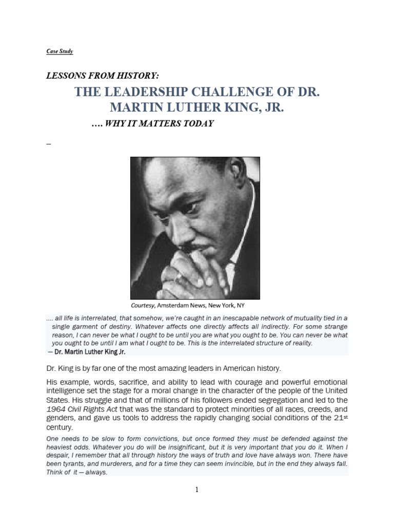 Lessons From DR King - 3rd Source | PDF | Martin Luther King Jr. | Rosa ...