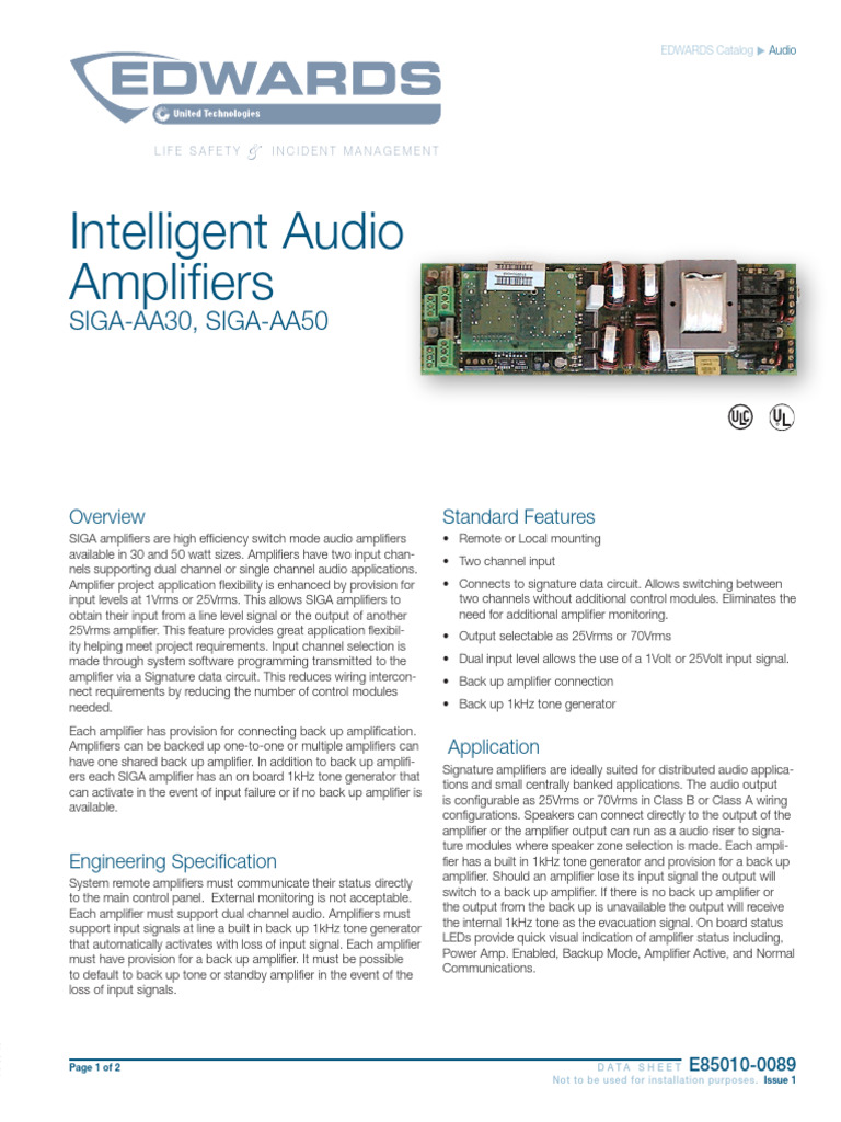 SIGA-AA30 30W Audio Amplifier Specs | PDF | Amplifier ...