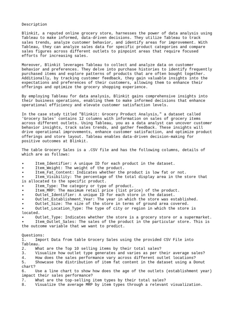 blink | PDF | Data Analysis | Grocery Store