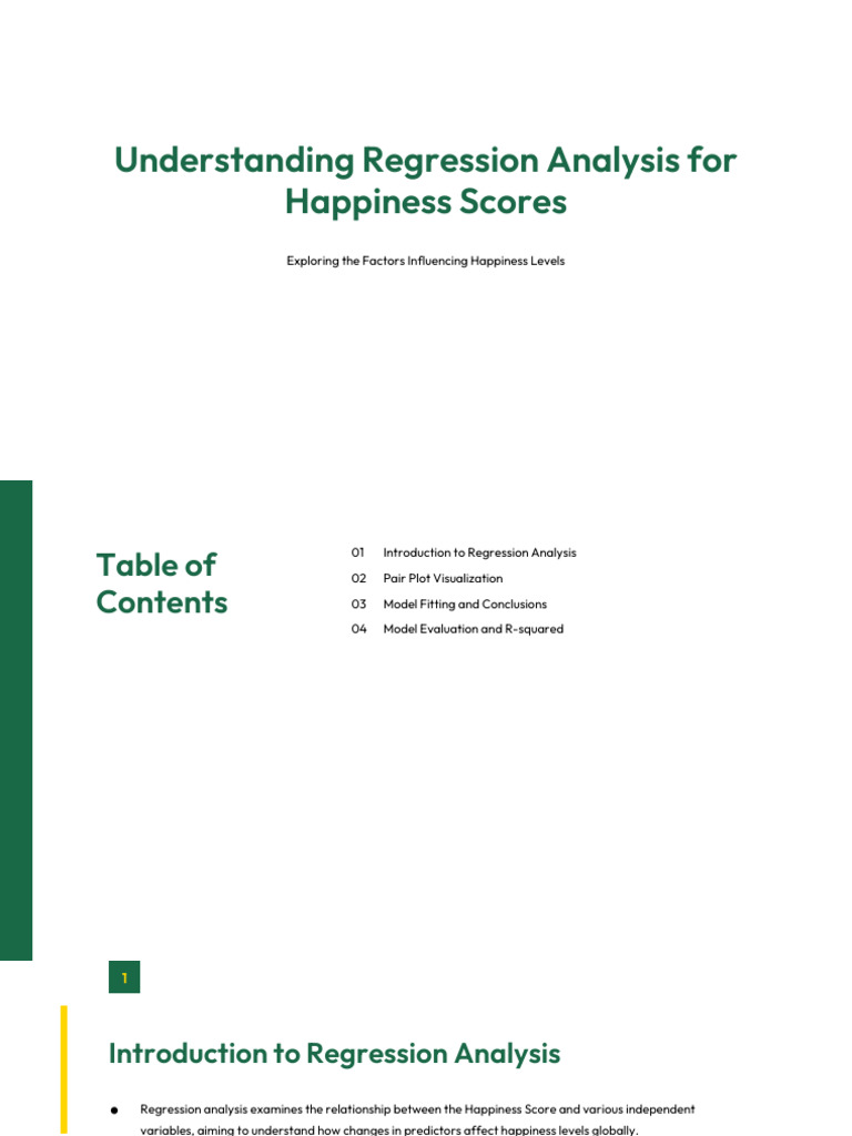 Understanding Regression Analysis For Happiness Scores: Exploring The Factors Influencing ...