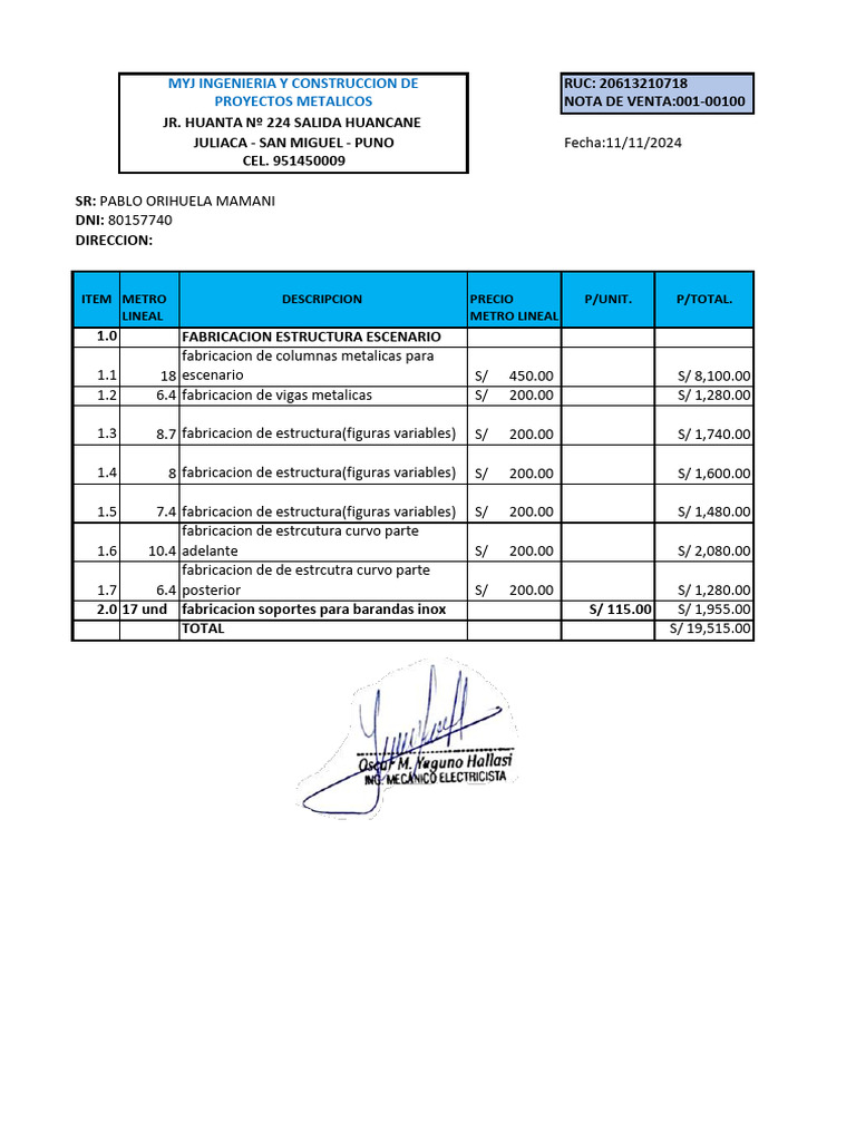 Nota de Venta 003 | PDF