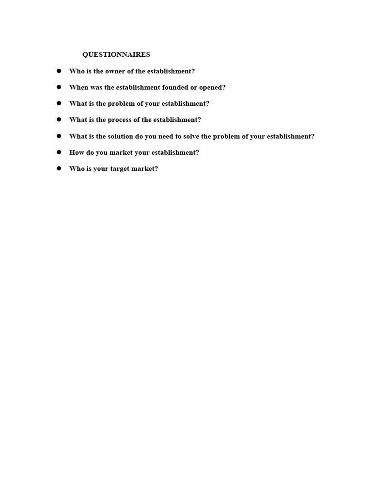 Questionnaires | PDF
