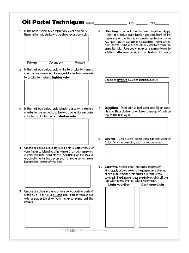 Oil-Pastel-Techniques-Worksheet2015 | PDF