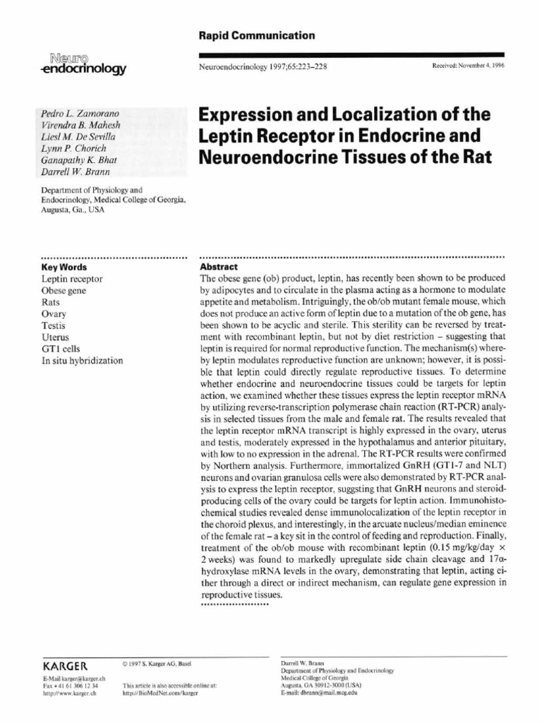 Zamorano2008expression and Localization of The Leptin Receptor in ...