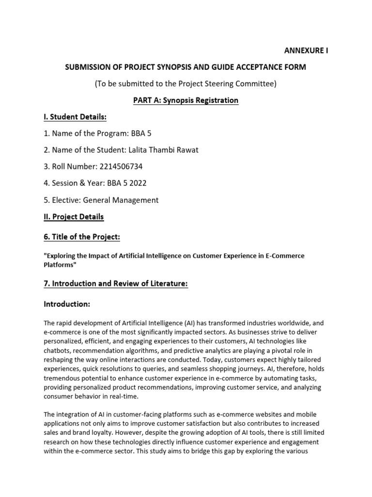 Annexure I & II (Project Guide, Synopsis) | PDF | E Commerce ...