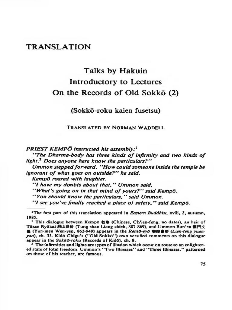 Introductory To Old Sokko 2 - Hakuin | PDF | Zen | Kōan