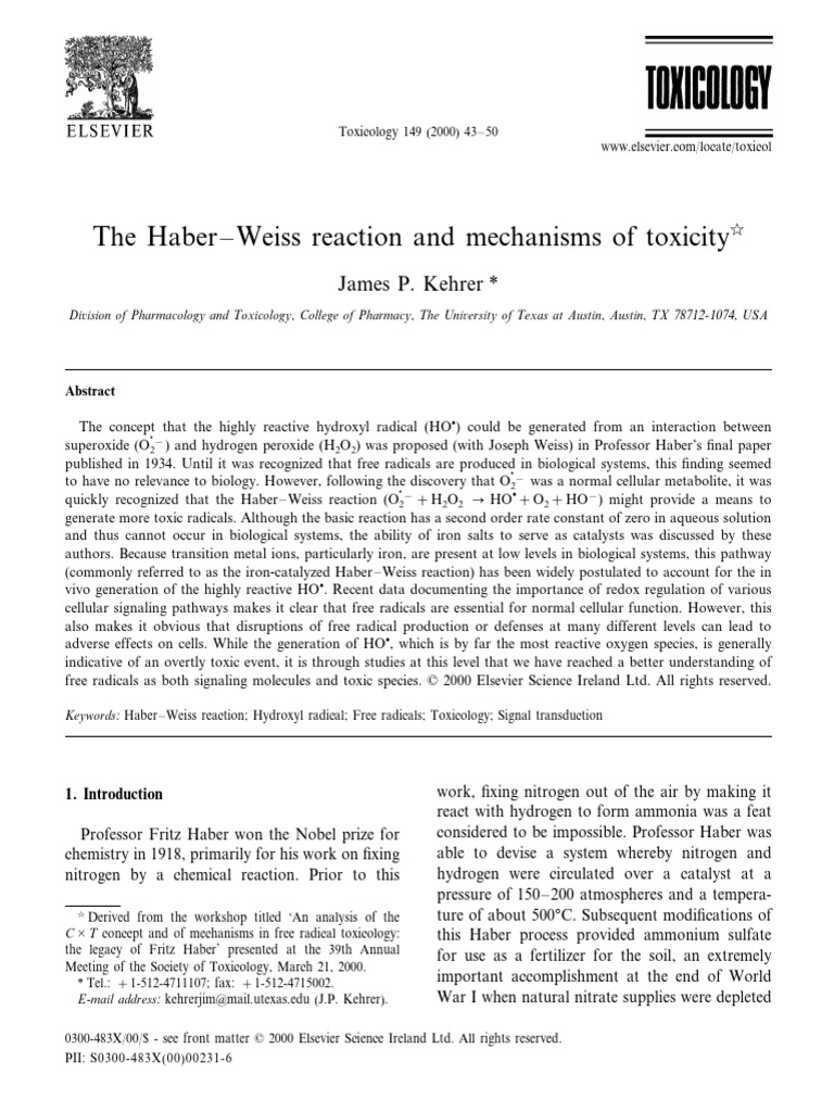 Haber Weiss | PDF | Reactive Oxygen Species | Radical (Chemistry)