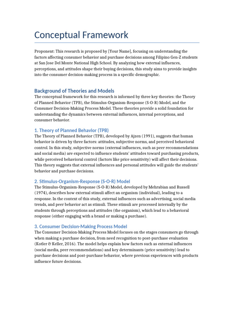 Conceptual Framework Research | PDF | Behavior | Consumer Behaviour