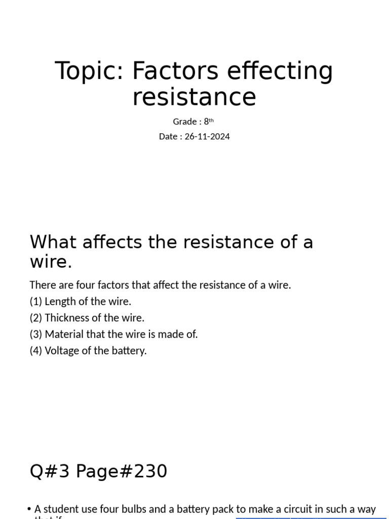Factors Effecting Resistance | PDF
