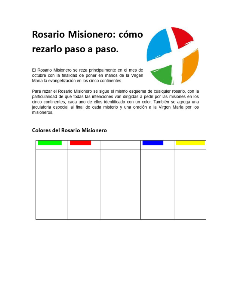 Cómo rezar el Rosario Misionero | PDF | María, madre de Jesús | Oración