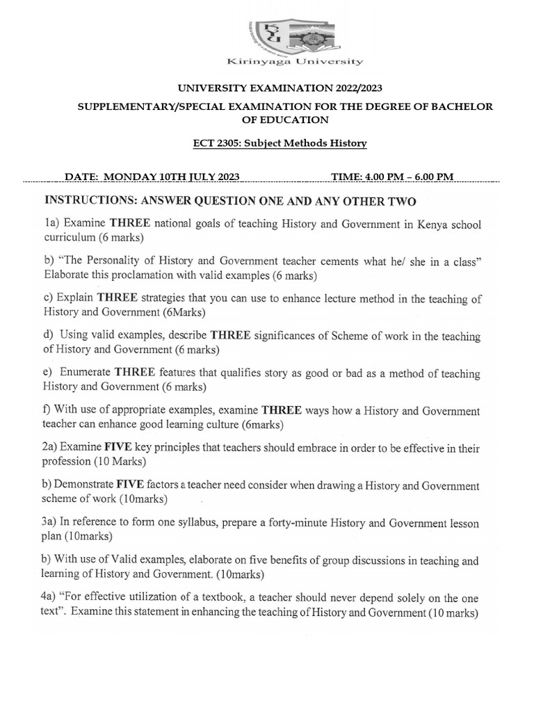 ECT 2305 Subject Methods History | PDF