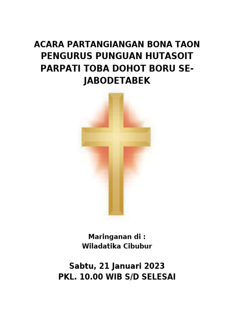 Acara Partangiangan Bona Taon 2023 | PDF