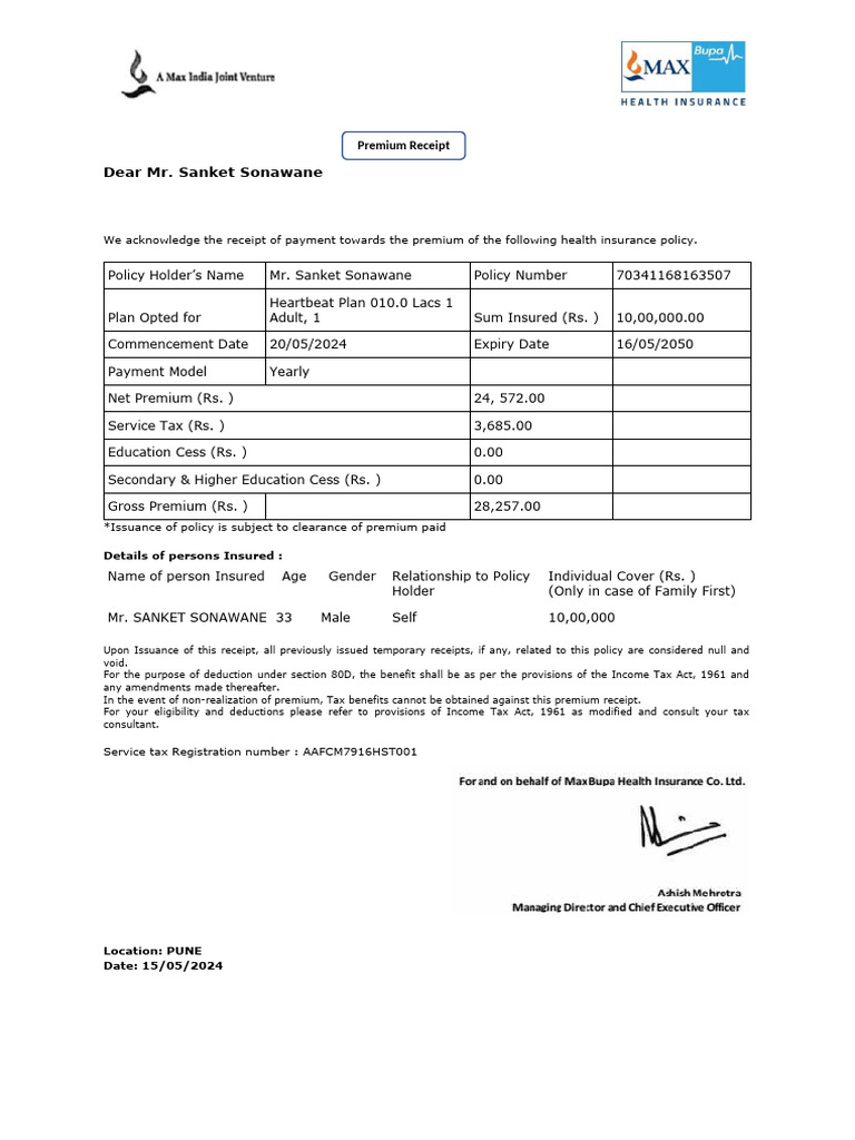 Health Receipt | PDF