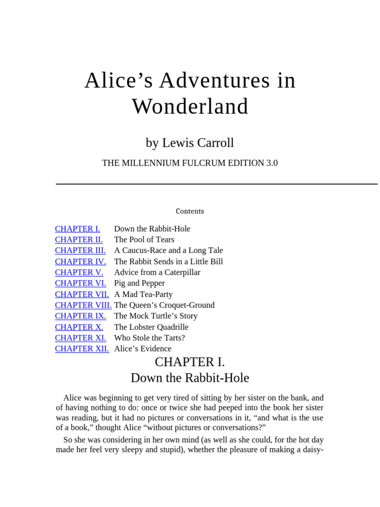 Alice’s Adventures in Wonderland | PDF | Alice (Alice's Adventures In ...