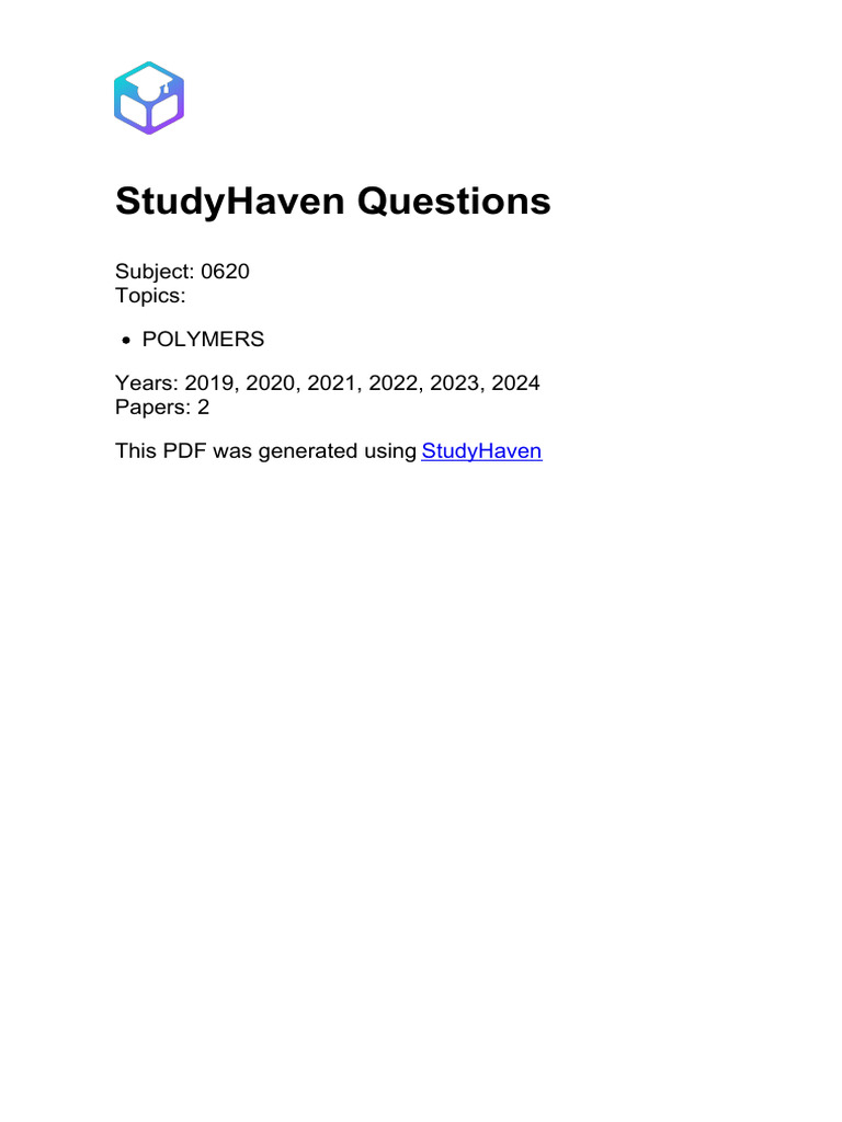 IGCSE Chemistry Polymers Q&A | PDF