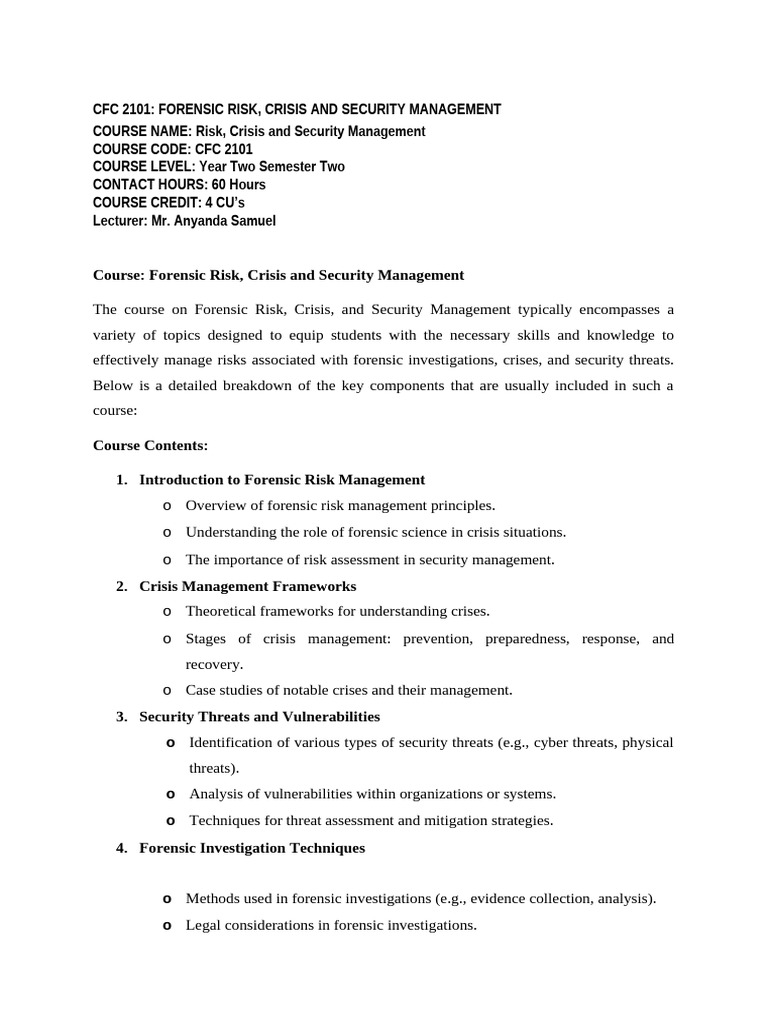 Forensic Risk, Crisis and Security Management | PDF | Risk | Risk ...