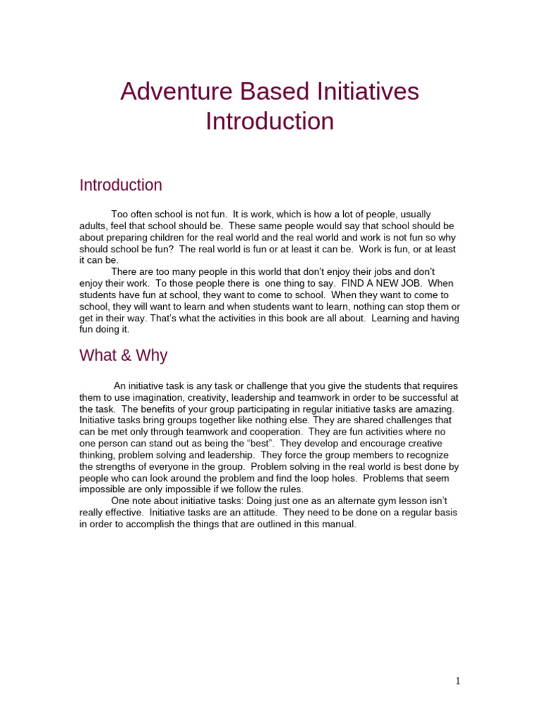 Engaging Adventure-Based Learning Activities | PDF | Communication ...
