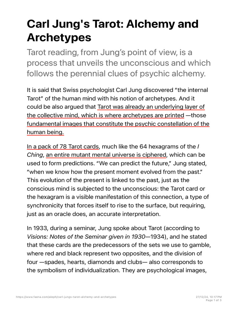 Carl Jung's Tarot-n.d | PDF | Carl Jung | Unconscious Mind