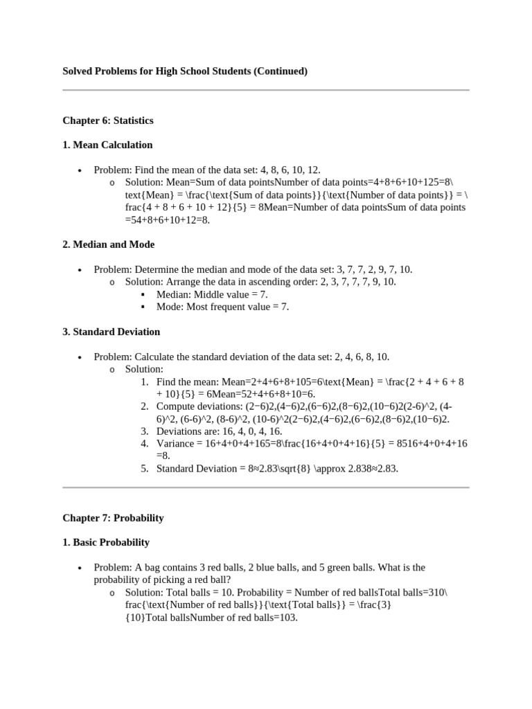 High School Statistics & Probability Guide | PDF