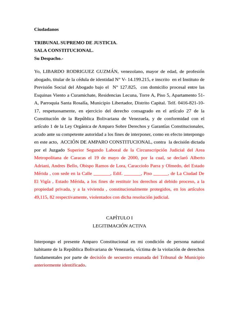 Amparo Constitucional TSJ | PDF