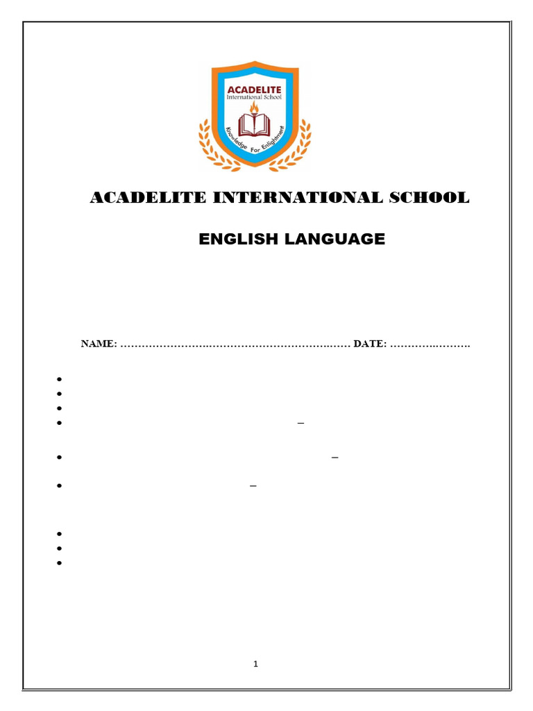 Year 8 English Exam 2024 | PDF | Question | Linguistics