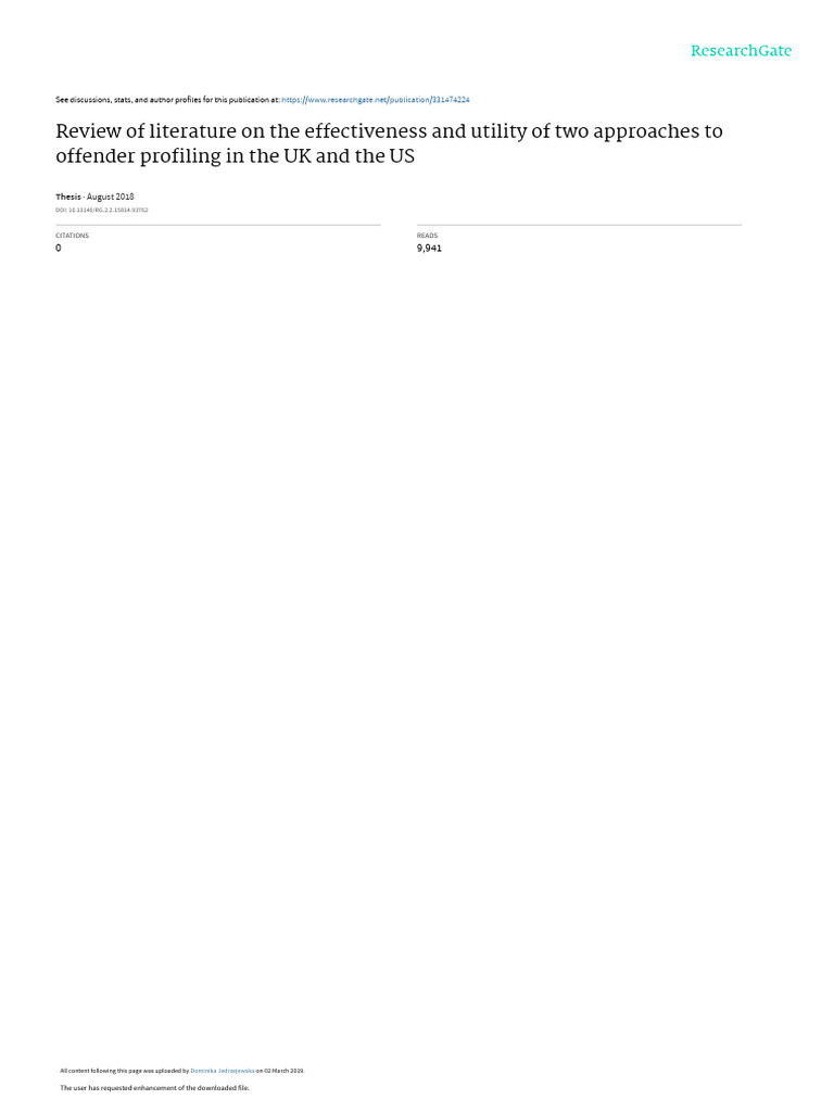 Evaluating Offender Profiling Approaches | PDF | Offender Profiling ...