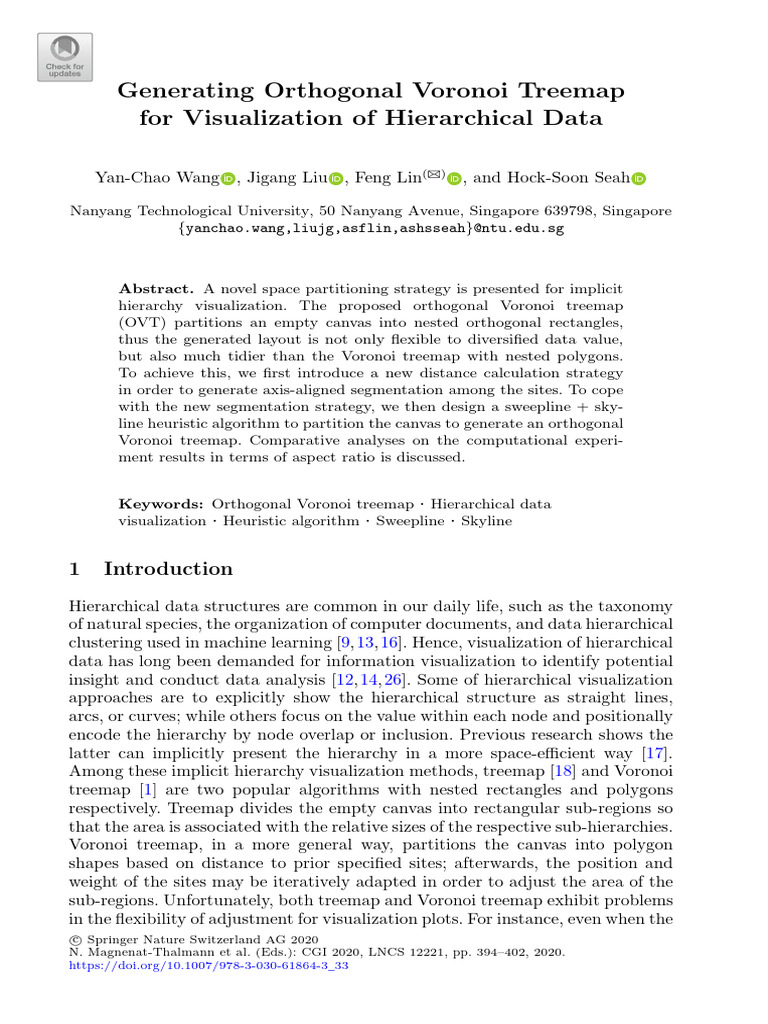 2020-Generating Orthogonal Voronoi Treemap For Visualization of Hierarchical Data | PDF ...