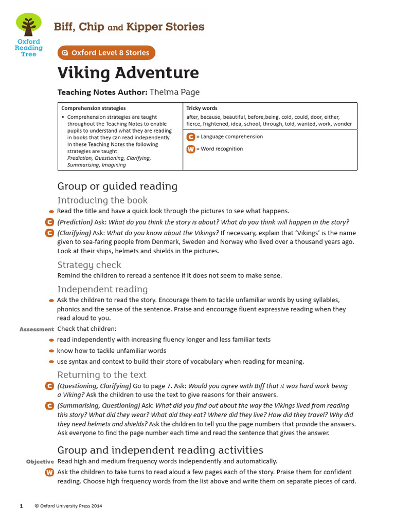 Viking Adventure Teaching Notes | PDF | Reading Comprehension | Linguistics