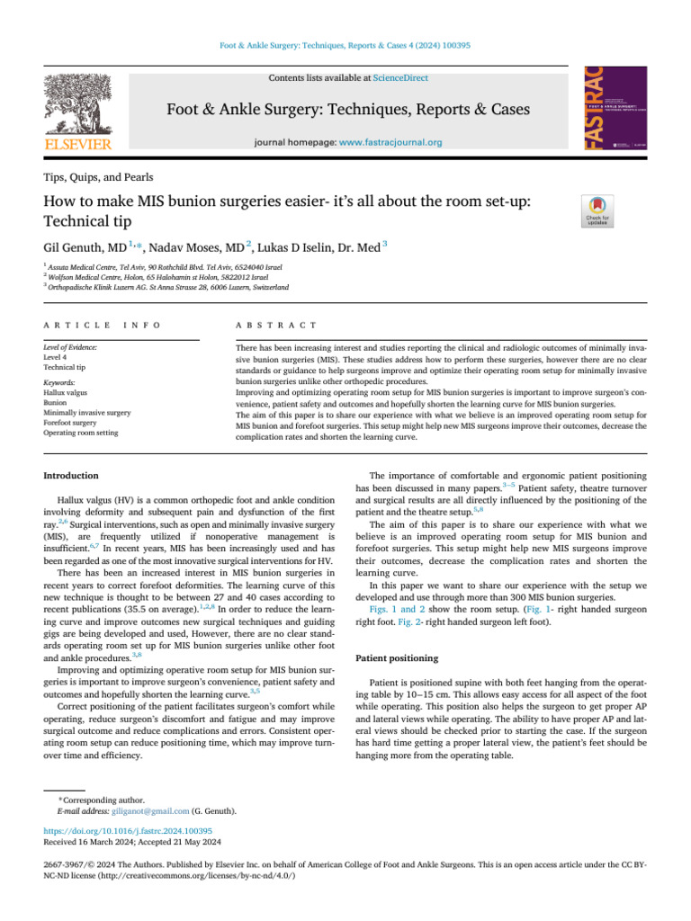 Optimizing MIS Bunion Surgery Setup | PDF | Surgery | Medicine
