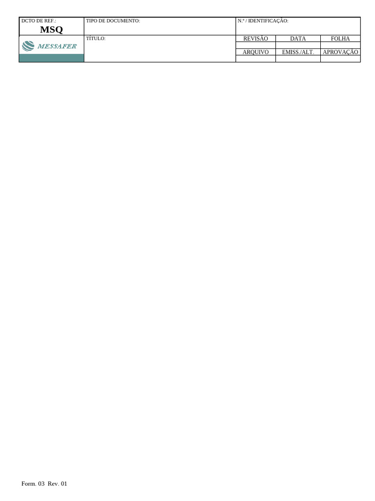 FORM. 03 Máscara Para MSQ Procedimentos e IT's REV. 01 | PDF