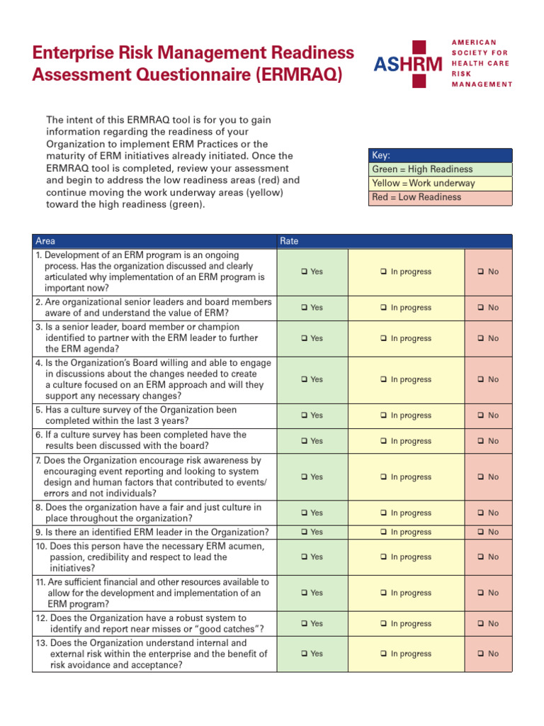 2020 ERM Readiness Assessment Questionnaire - Final | PDF | Business ...