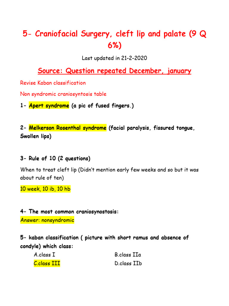 5 Craniofacial Surgery Cleft Lip and Palate 9 V1 | PDF | Human Head And ...