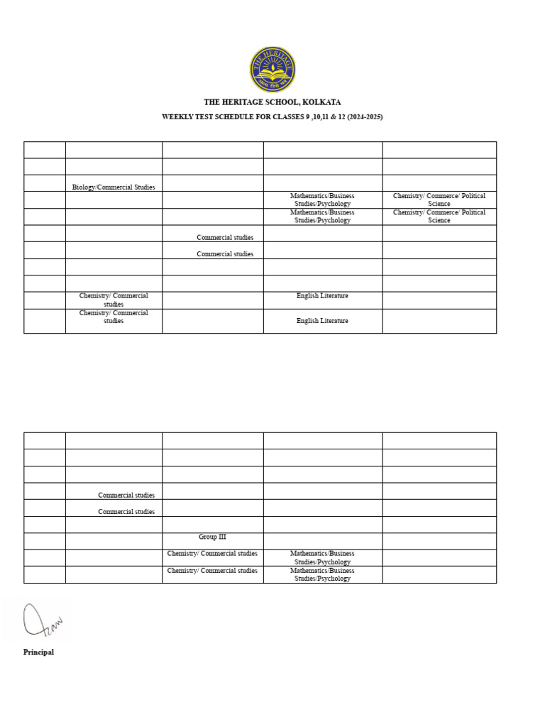 Weekly Test Schedule 24-25 - Classes 9 - 12 (CISCE) | PDF | Science ...