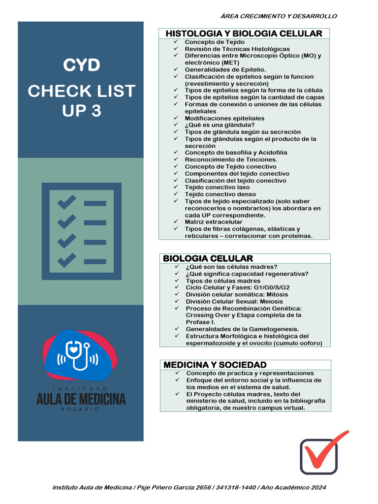 Checklist - Up 3 - Cyd | PDF | Tejido conectivo | Epitelio