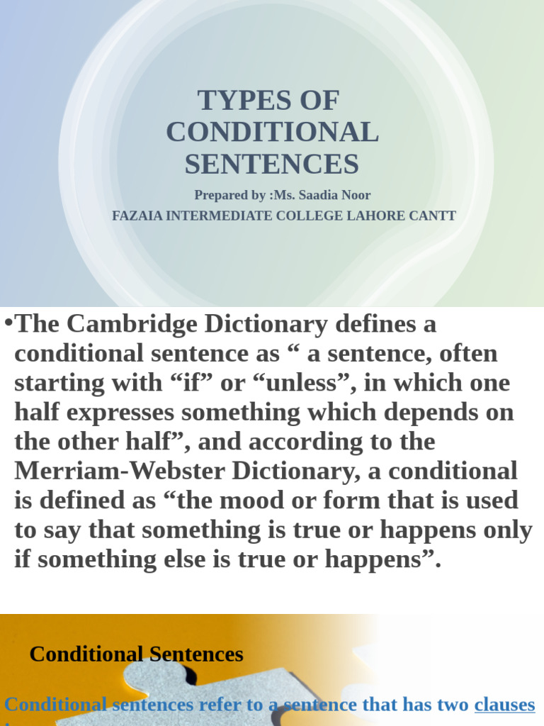 Types of Conditional Sentences | PDF | Linguistic Typology | Grammar