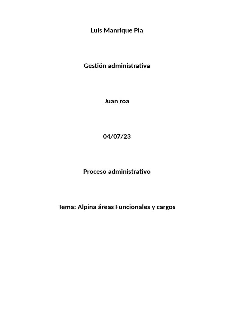 Documento Luis Manrique Proceso Administrativo Alpina | PDF