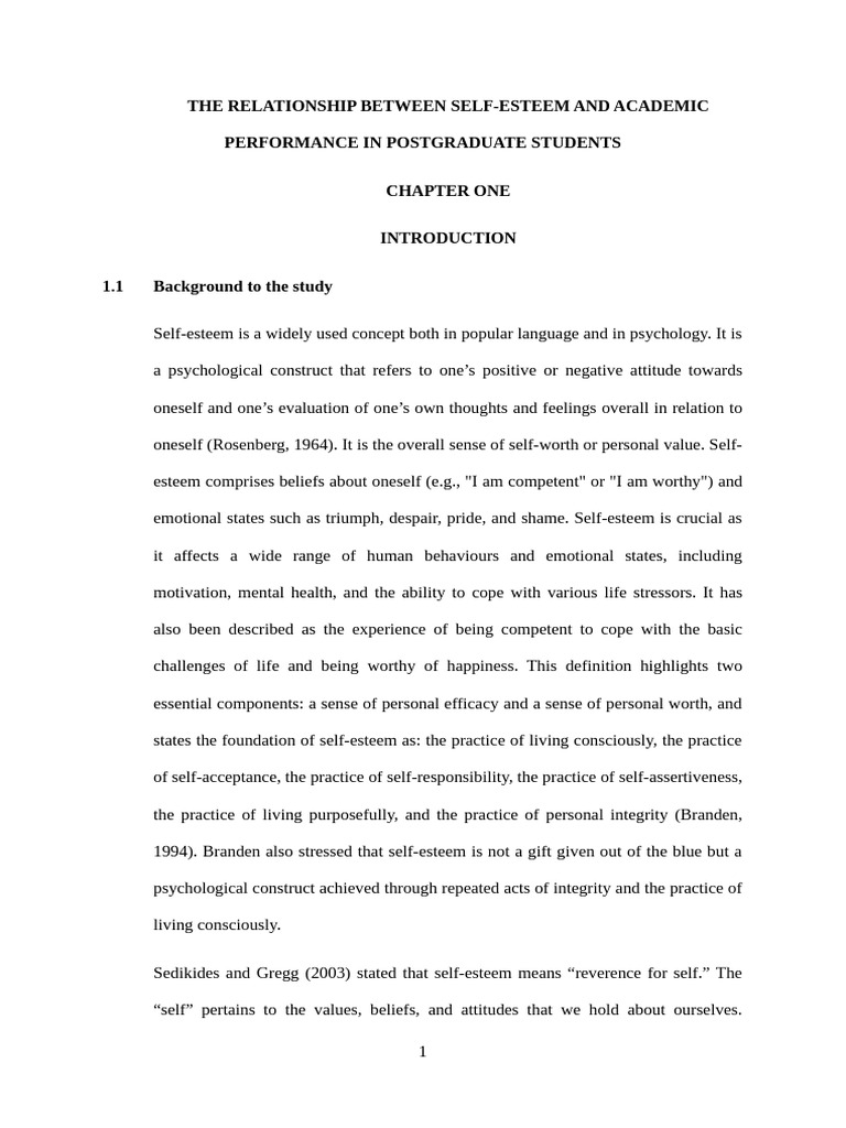 The Relationship Between Self Esteem | PDF | Self Esteem | Motivation