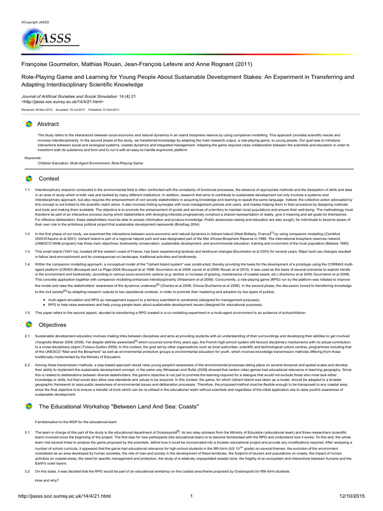 Journal of Artificial Societies and Social Simulation: 14 (4) 21 | PDF | Graphical User ...