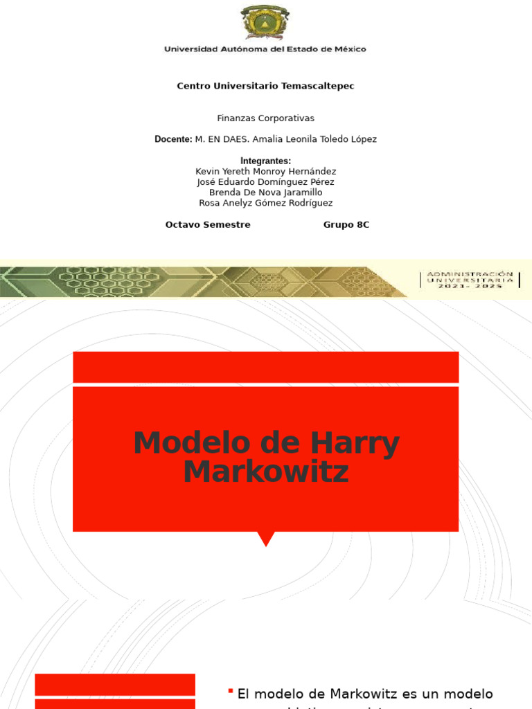 Modelo de Harry Markowitz | PDF | Portafolio (Finanzas)