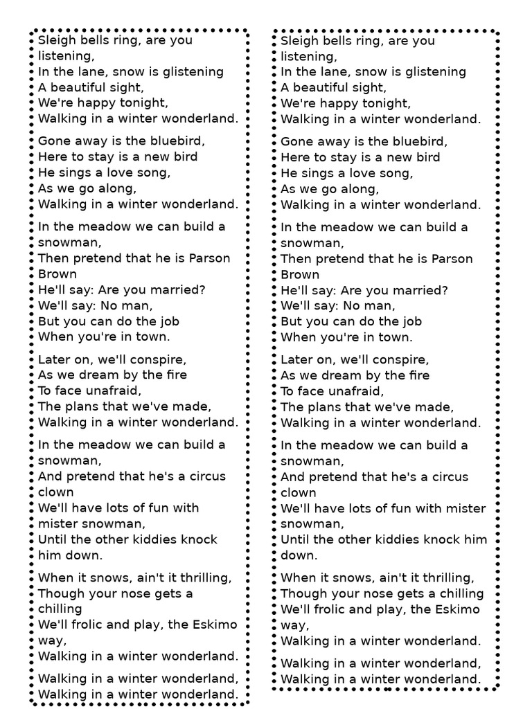 Winter Wonderland Lyrics | PDF