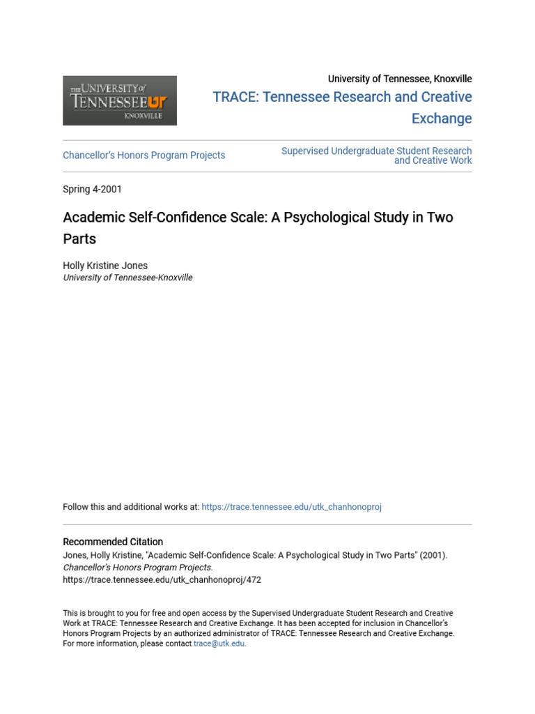 Academic Self-Confidence Scale - A Psychological Study in Two Par | PDF ...