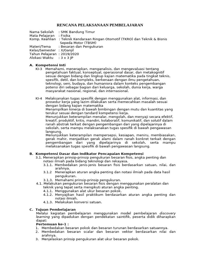 RPP Besaran & Pengukuran | PDF