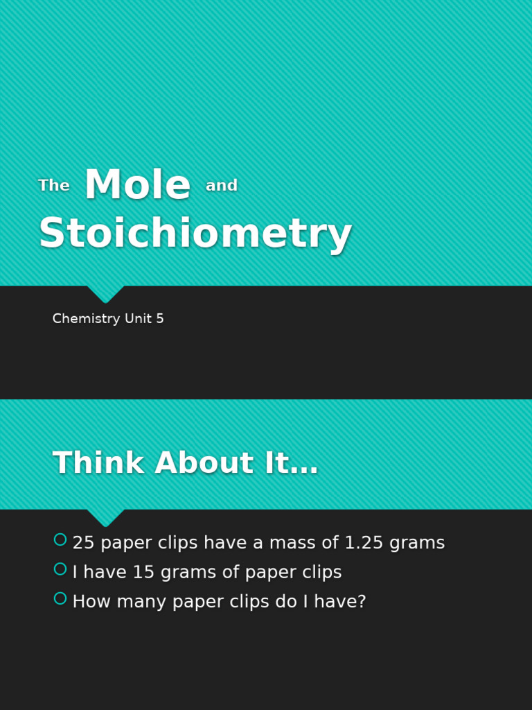 The Mole and Stoichiometry | PDF | Mole (Unit) | Stoichiometry