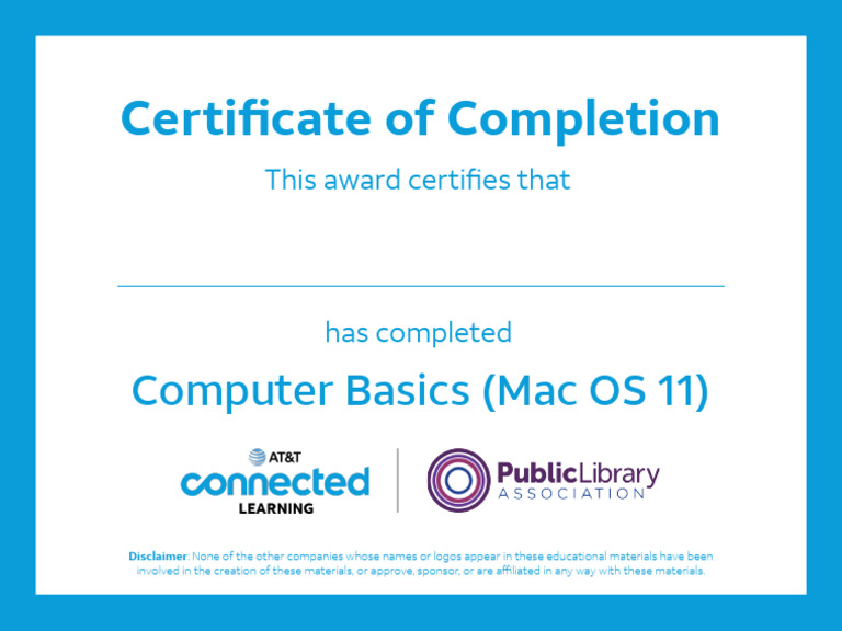 Certificate-Computer Basics Mac OS 11 | PDF